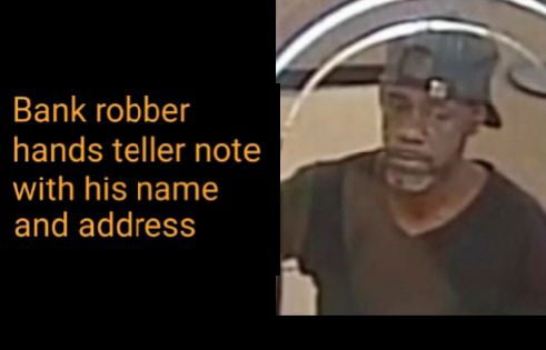 Cleveland bank robber, Michael Harrell, provides note to teller on the ...