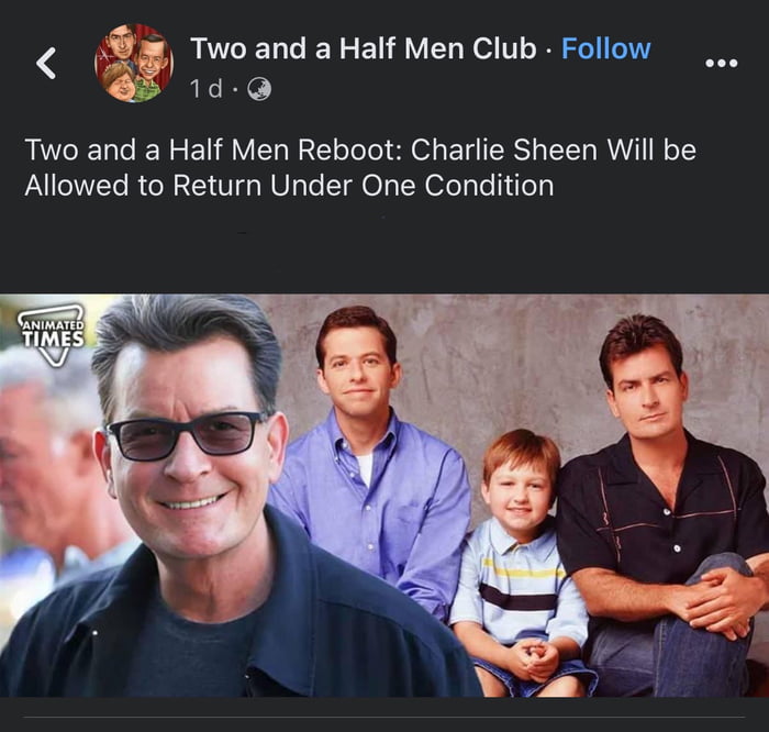Even with Sheen back, I doubt the show would be the same. - 9GAG