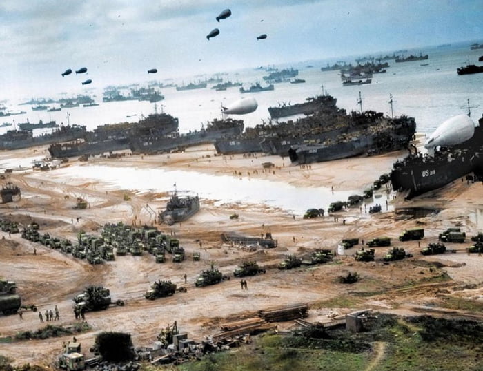 This colorized photo of the invasion of Normandy - 9GAG