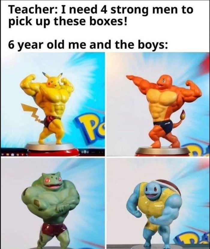 Gigachu, Flexmander, Squatle, and Dumbbellsaur - 9GAG