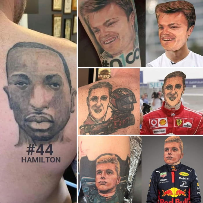 Tattoo of Hamilton at the San Andreas GP - 9GAG