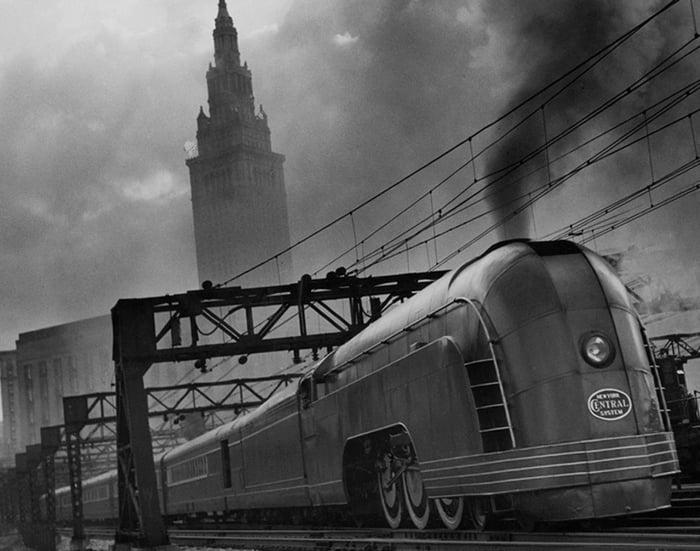 A New York Central Mercury train is dwarfed by Cleveland’s Union ...
