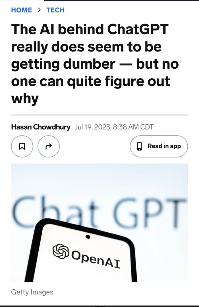 ChatGPT AI is getting dumb - 9GAG