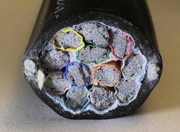 This is a fiber optic cable with 3,456 individual glass fibers. One ...