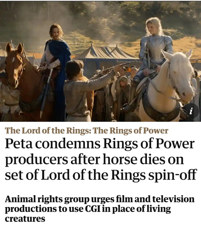 Not sure if i should support the rings of power now that Peta us ...