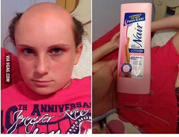 Nair isn't shampoo. At least you tried though. - 9GAG