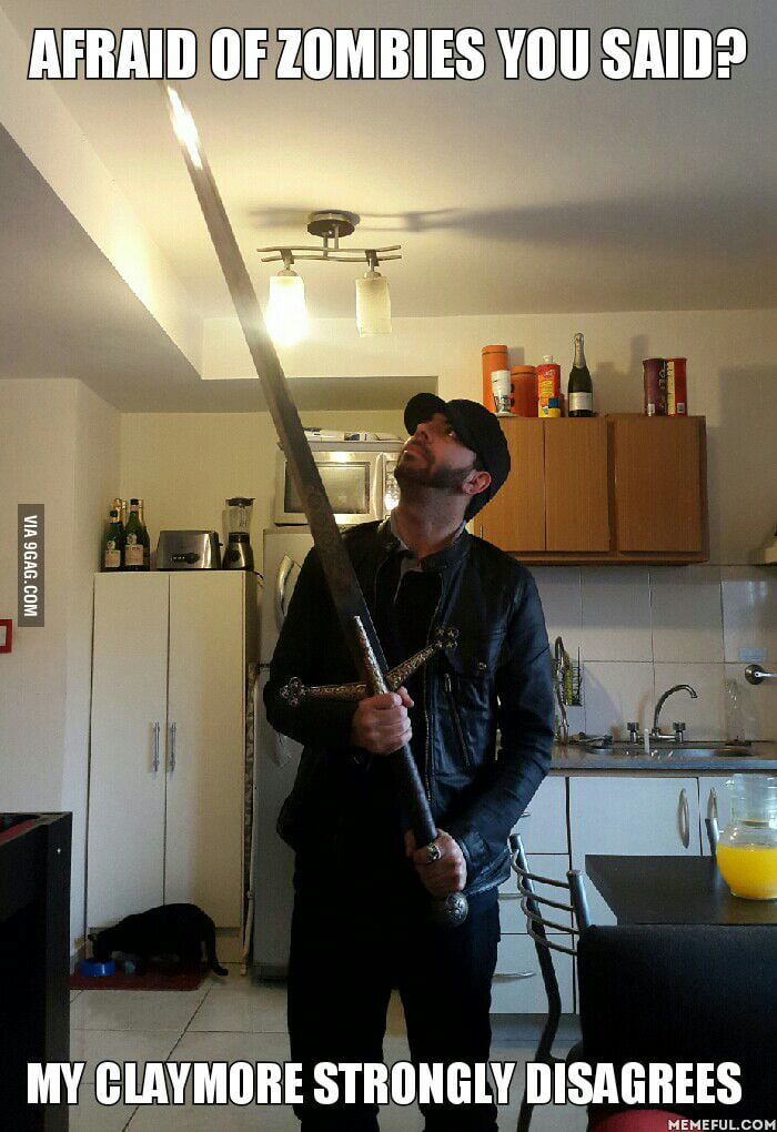 1.4m long and 3.5kg of weight. Every zombie on a 2 meters radius is f ...