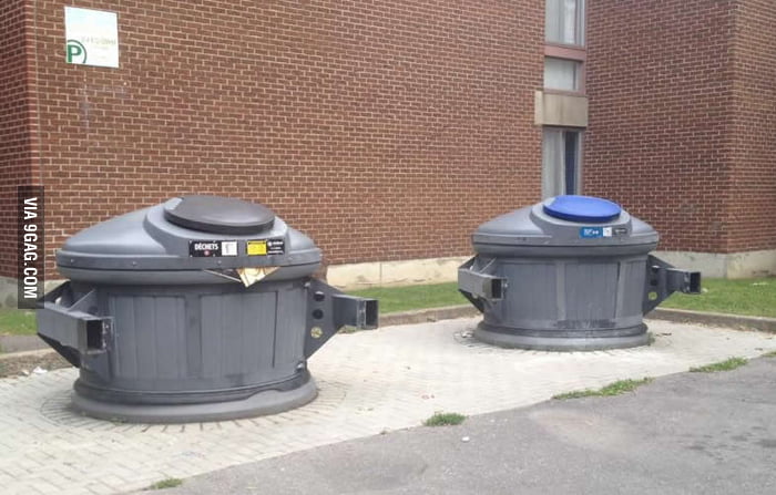 These garbage bins look like defense turrets - 9GAG