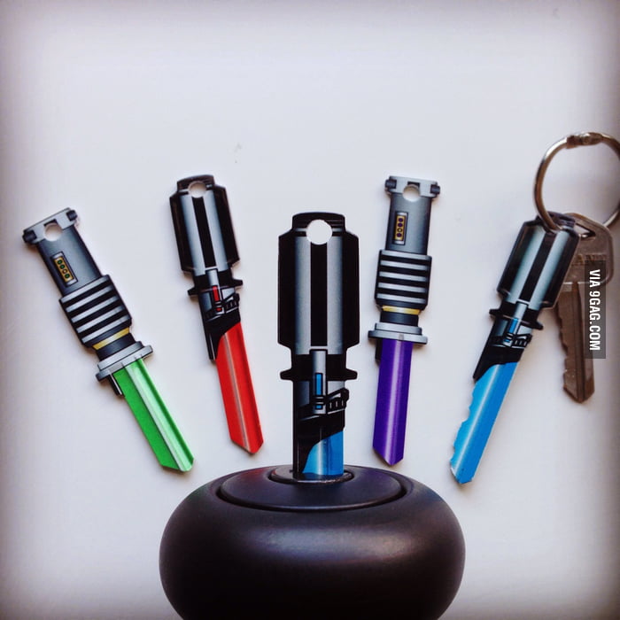 The keys to your empire! Light saber shaped house keys. - 9GAG