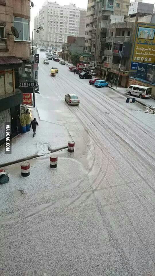 For the first time snow in Egypt - 9GAG