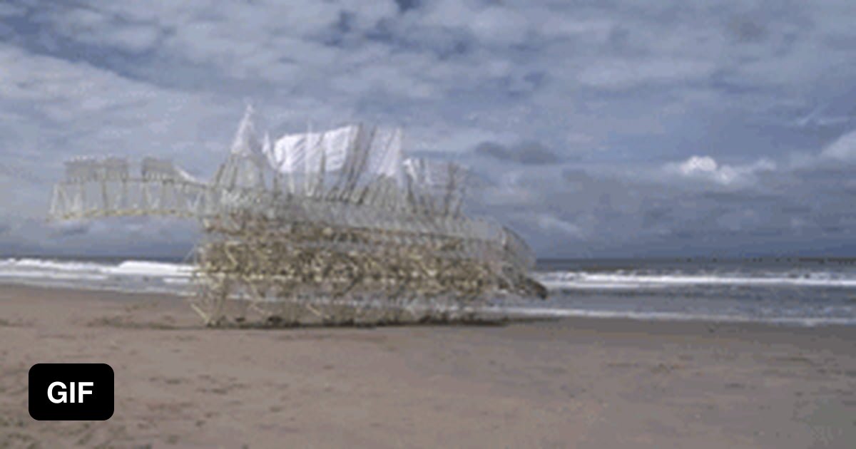 Huge, wind-powered beach walking sculpture in Holland - 9GAG