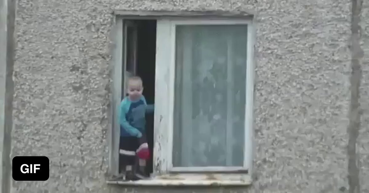 Russian kid checks out the view from his window - 9GAG