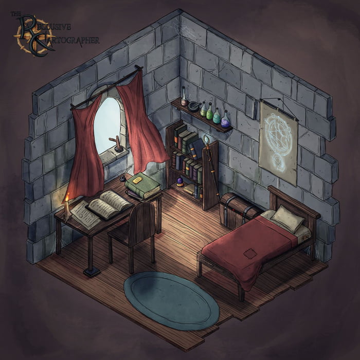 Drew this little Isometric Apprentice Wiszards Room. Enjoy! - 9GAG