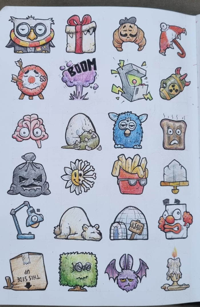 I drew a page with random drawings - 9GAG