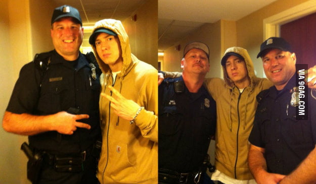 Rare picture of eminem with police officers - 9GAG