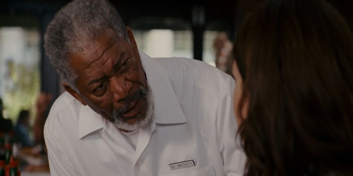 I was rewatching Evan Almighty when I noticed the pin of Morgan Freeman ...