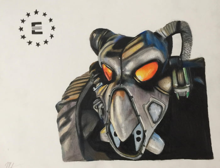 After +13 hours I finished my colored pencil enclave power armor ...
