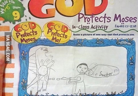 "Draw a picture of one way that God protects you" - 9GAG