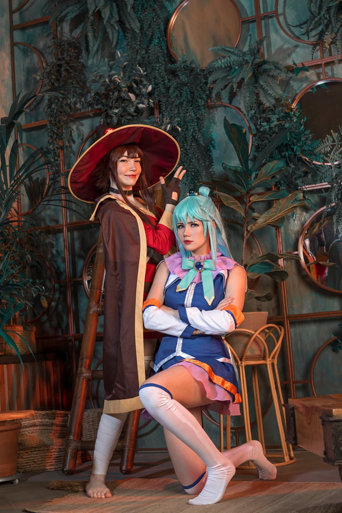 Megumin and Aqua cosplay by Murrning_Glow and Anastasia Komori - 9GAG