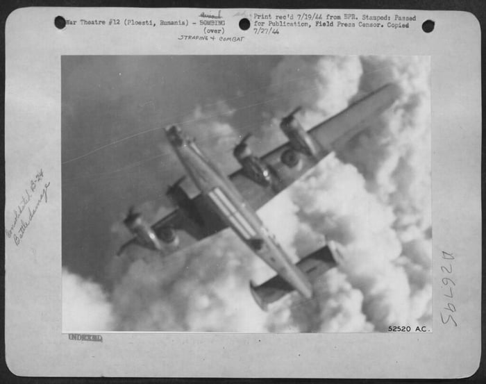 Consolidated B-24 Liberator during Operation Tidal Wave. (Oil field in ...