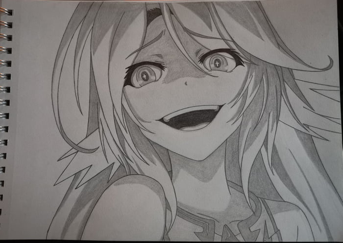 Started drawing anime. Jibril from No Game, No Life. - 9GAG