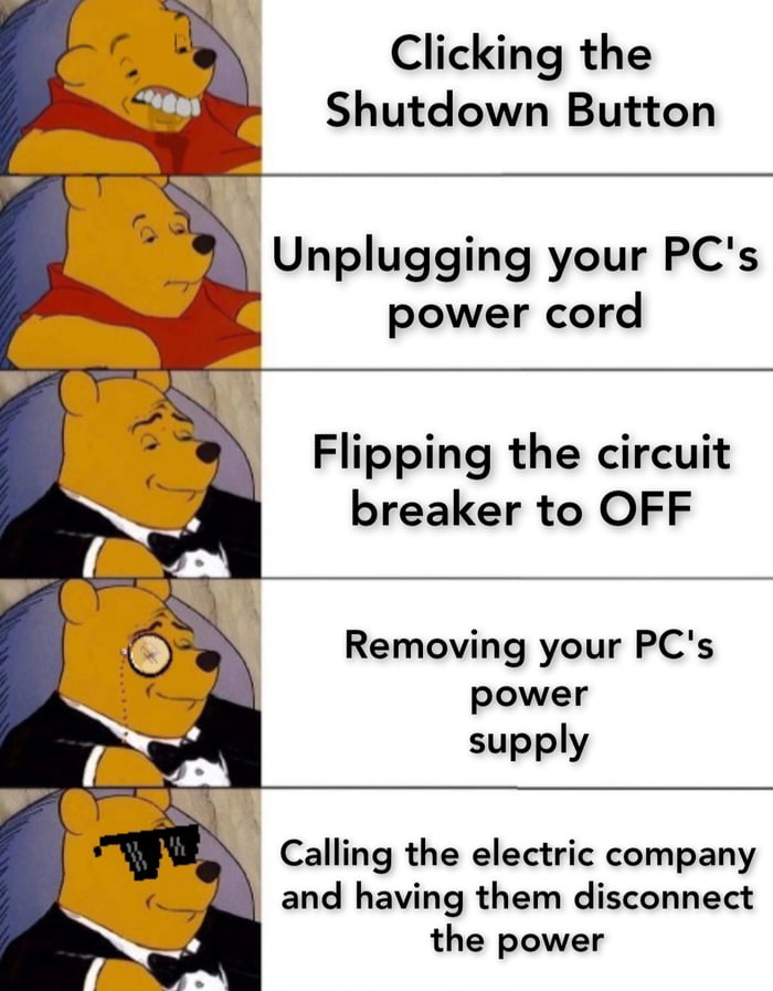 Ways to turn off your PC - 9GAG