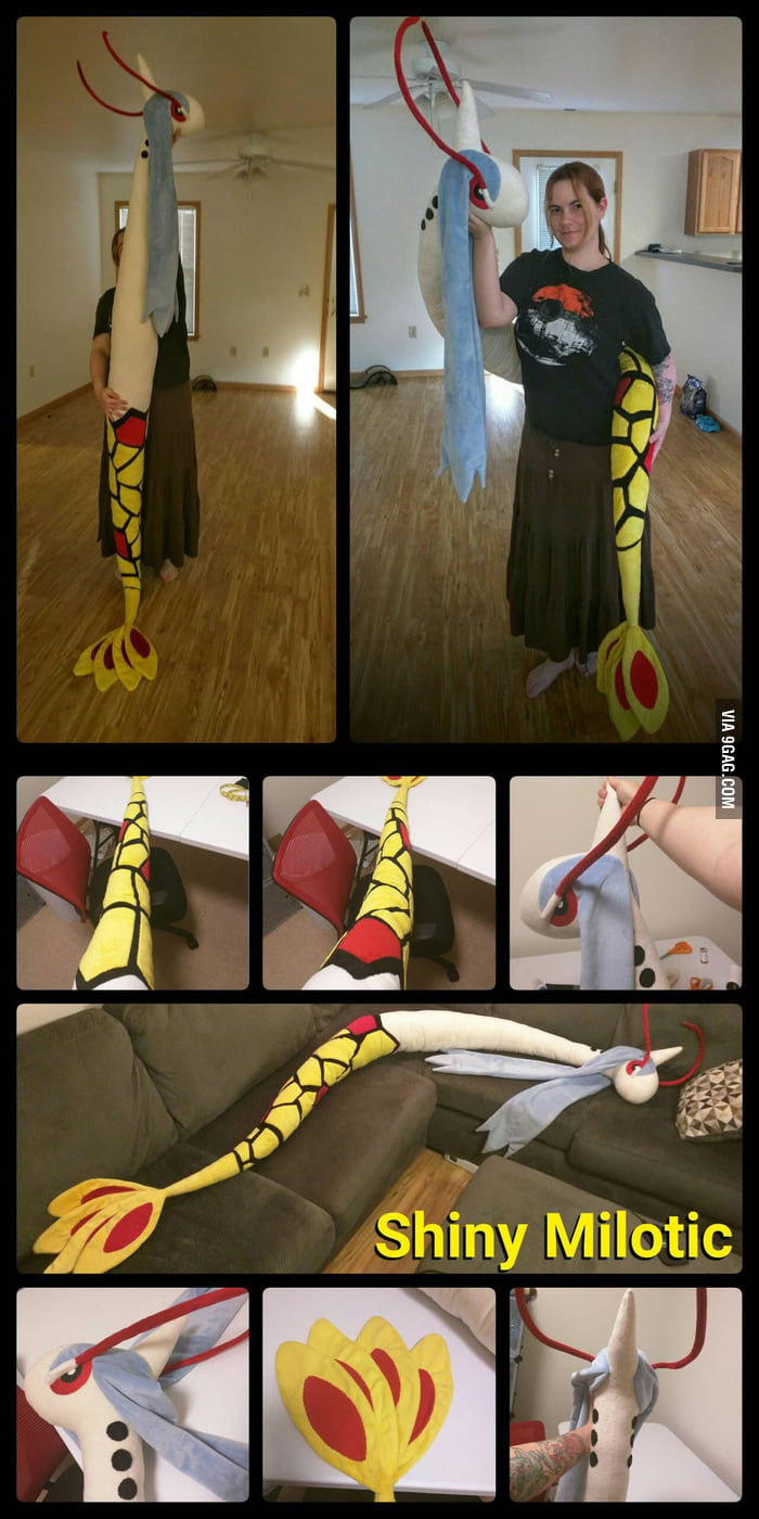 She Just finished up a huge Shiny Milotic plush - 9GAG