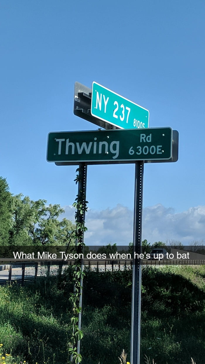 What Mike Tyson does when he's up to bat - 9GAG