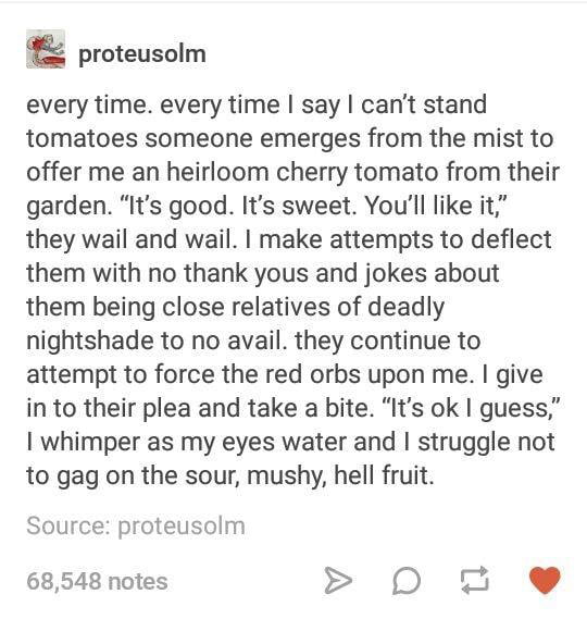 As a fellow tomato hater I can appreciate this - 9GAG
