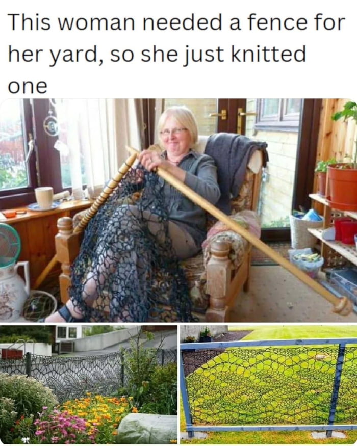 Anne Eunson from Hamnavoe, Scotland, knitted a fence - 9GAG