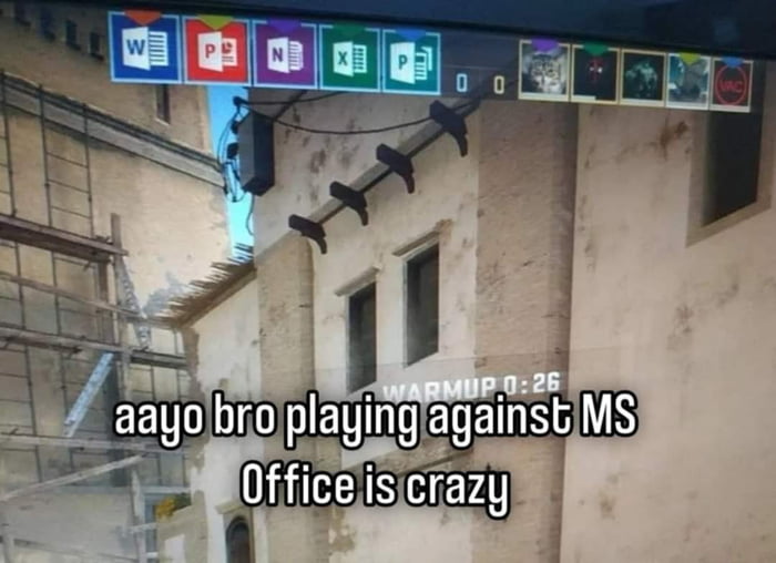 Playing against Microsoft Office is a new level of challenge. - 9GAG