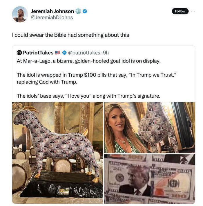 Golden calf meet “dollar” goat - 9GAG