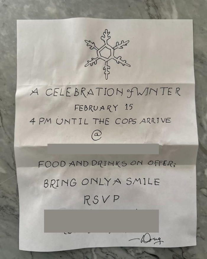 Doug’s winter party: 87-year-old goes viral for sweet invitation - 9GAG