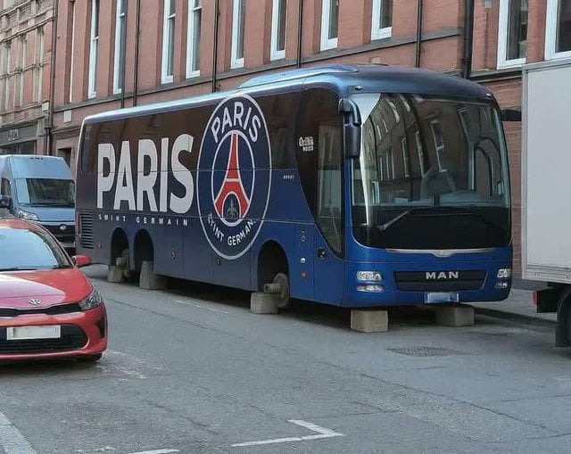 PSG bus tires were stolen today at Birmingham - 9GAG