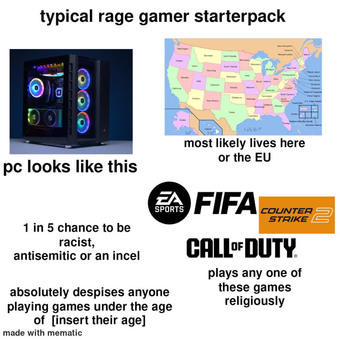 "Typical Rage Gamer" starterpack - 9GAG
