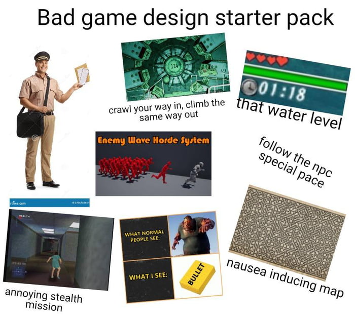 Bad game design starter pack - 9GAG