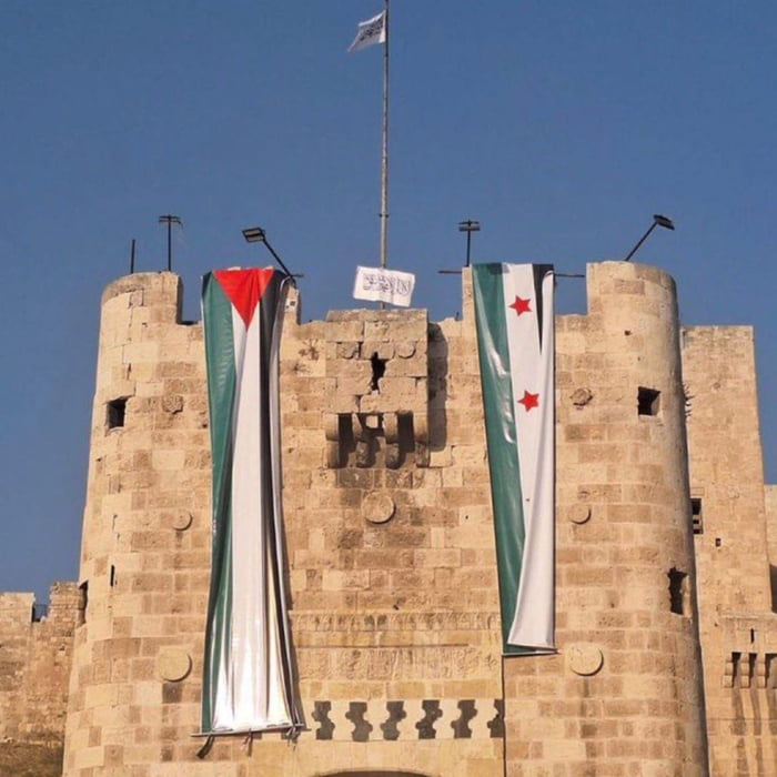 The Palestinian flag is now displayed on Aleppo’s citadel alongside the ...
