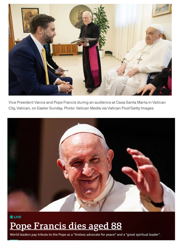 Pope meets Vance - Pope Dies - 9GAG