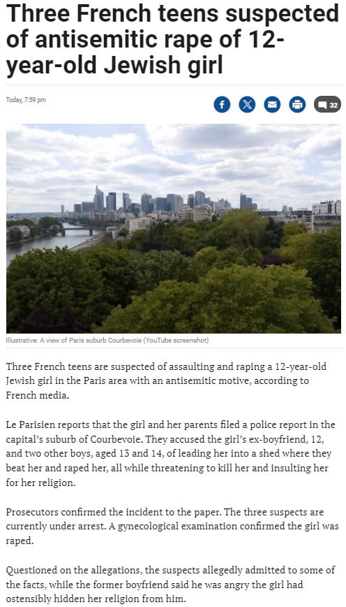 3 Musl!ms teenagers in France R@ped a 12 year old Jew!sh girl for ...