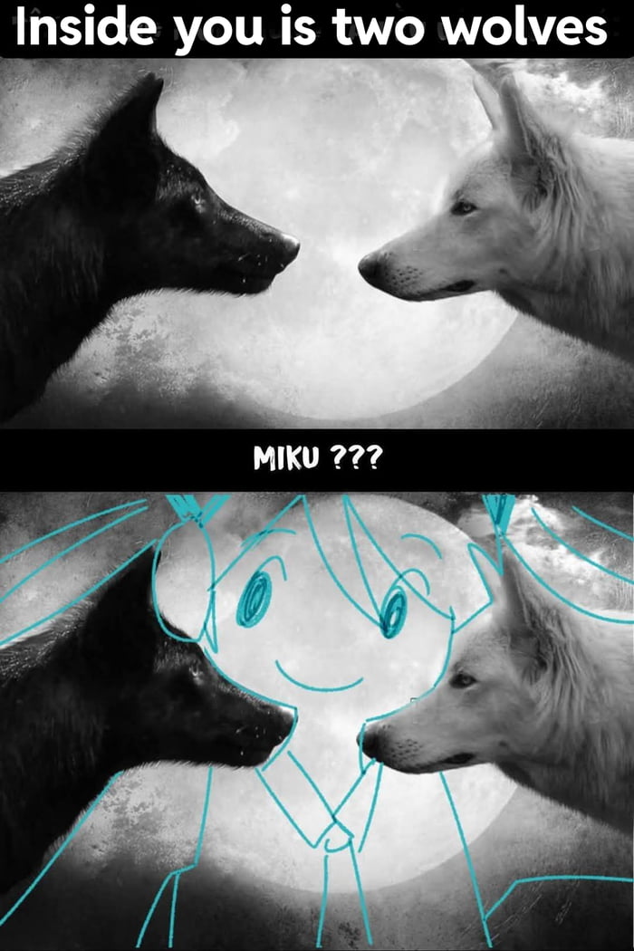 Inside you is two wolves... and Hatsune Miku apparently? - 9GAG