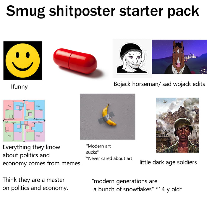Smug shitposter starter pack - 9GAG