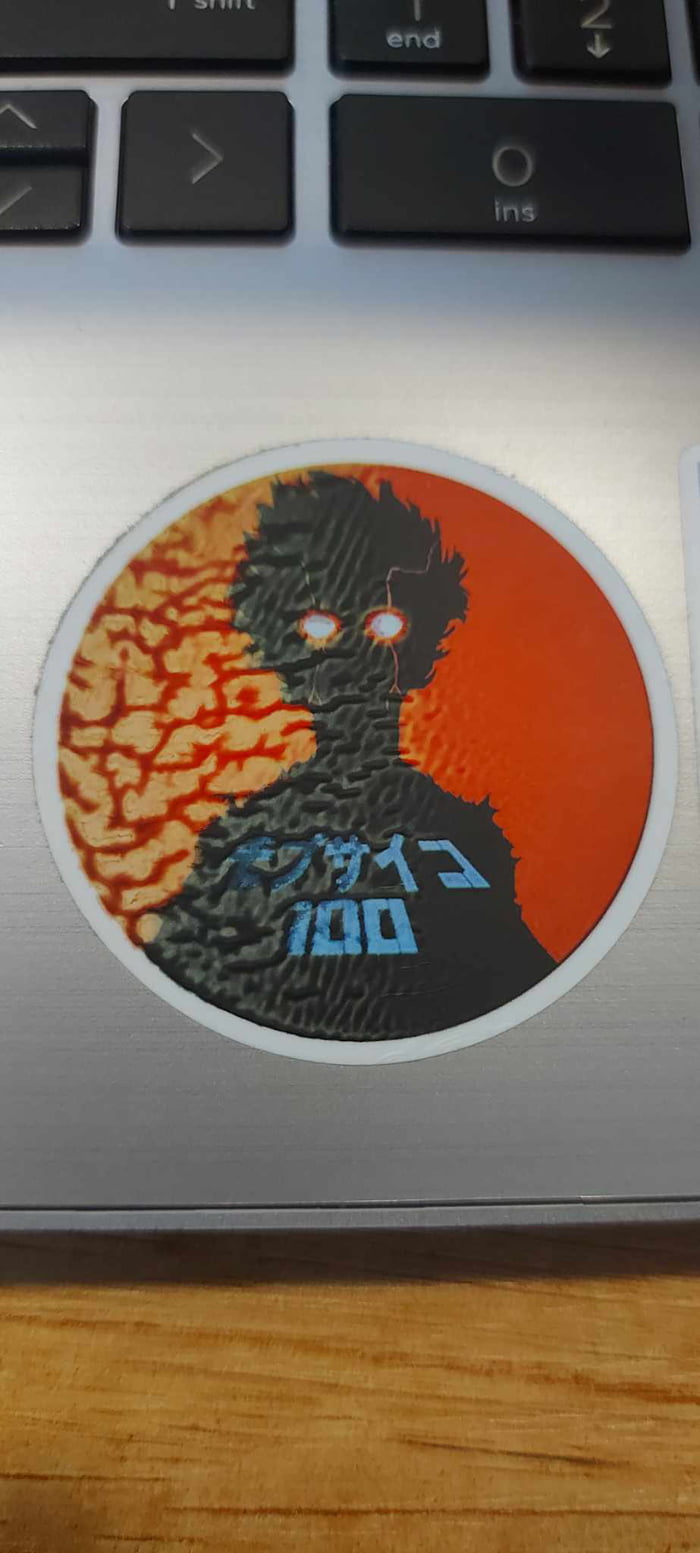 Look how cool my Mob Psycho 100 sticker on my work laptop got damaged ...