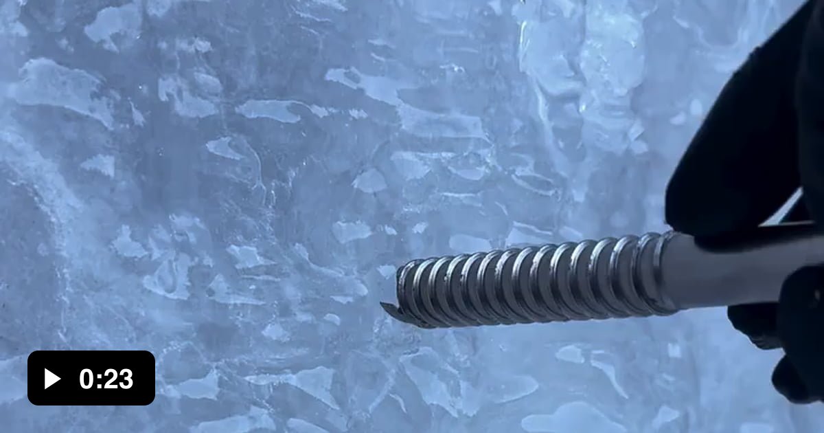 An ice screw and the sound it makes while being "installed" - 9GAG