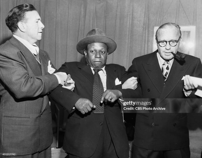 Comedians George Burns, Eddie "Rochester" Anderson, and Jack Benny ...