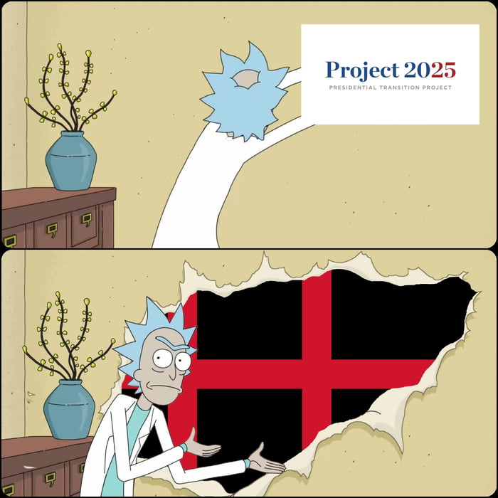 Project 2025's slogan "Strength through Unity, Unity through Faith" - 9GAG