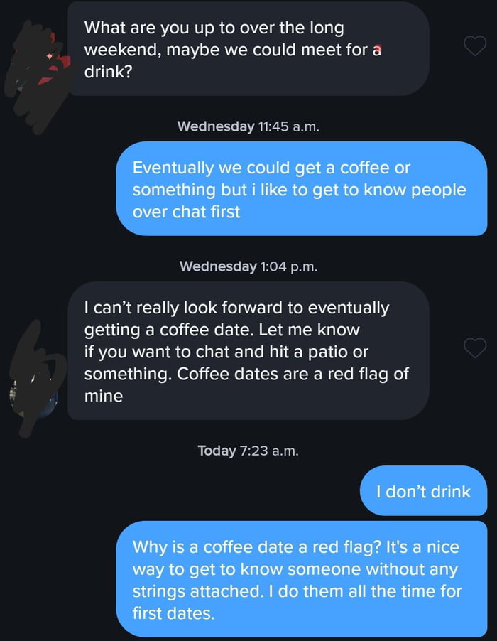 Why is a coffee date a red flag but drinks on a patio isn't? - 9GAG